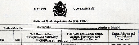 Malawi starts issuing birth certificates - Malawi Nyasa Times - News ...