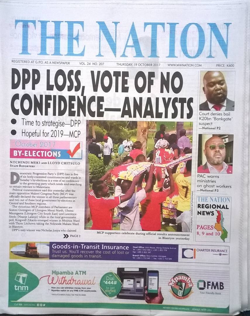 DPP ‘vote of no confidence’ dominate Malawi media headlines - Malawi ...